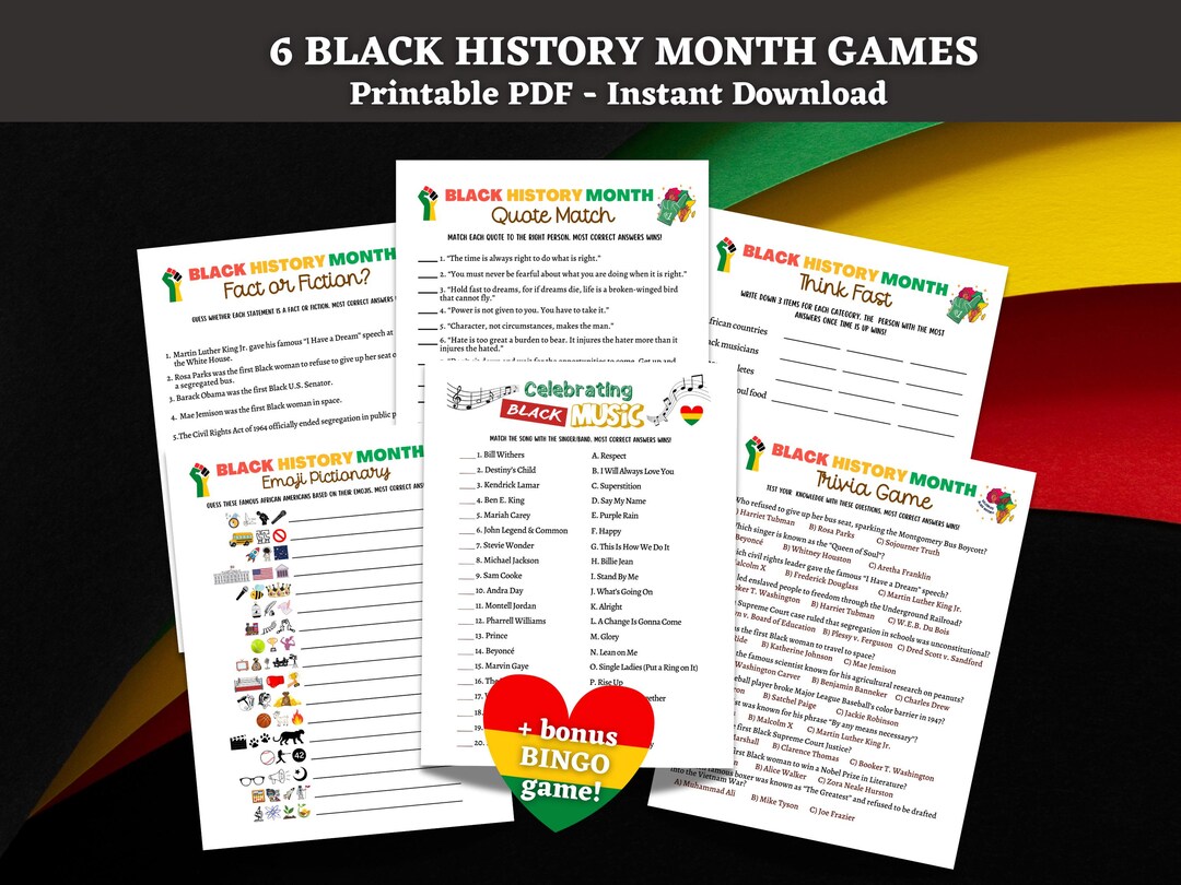 Black History Month Games Printable, Historical African American ...