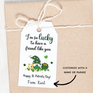 Editable St Patricks Day Gift Tags Printable, Personalized Custom Thank ...