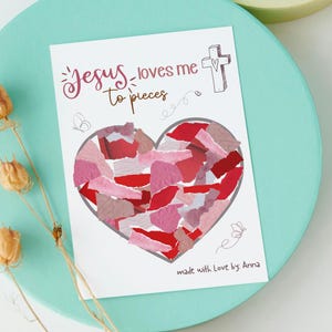 Jesus Loves Me to Pieces Christian Craft Printable, Valentine’s Day Art ...