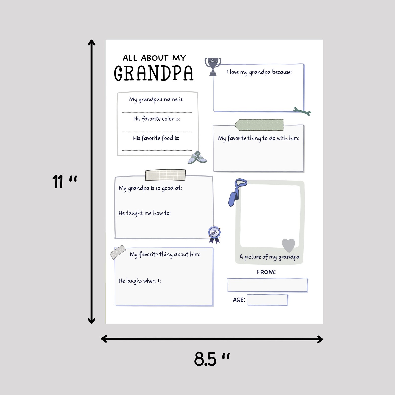 All About My Grandpa Abuelo Printable, Father’s Day Questionnaire ...