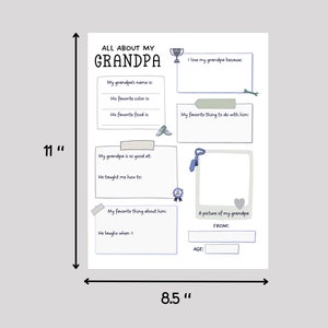 All About My Grandpa Abuelo Printable, Father’s Day Questionnaire ...