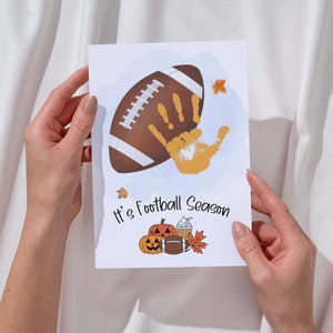 Football Handprint Craft Printable Fall Activity DIY Sports Footprint ...