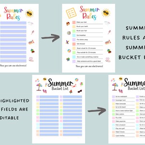 Editable Summer Planner Bundle Printable Summer Chore Chart - Etsy
