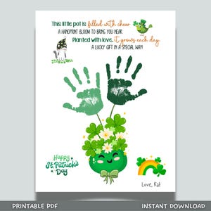 St Patricks Day Poem Handprint Craft Printable Gift DIY March Shamrock ...