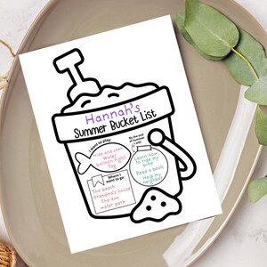 Summer Bucket List Craft for Kids Printable, End of School Year ...