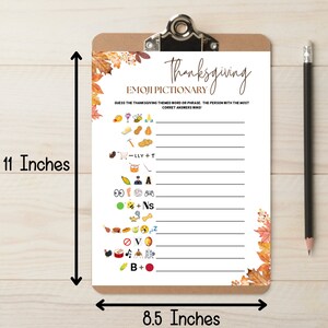 Thanksgiving Emoji Pictionary Game Printable Friendsgiving - Etsy