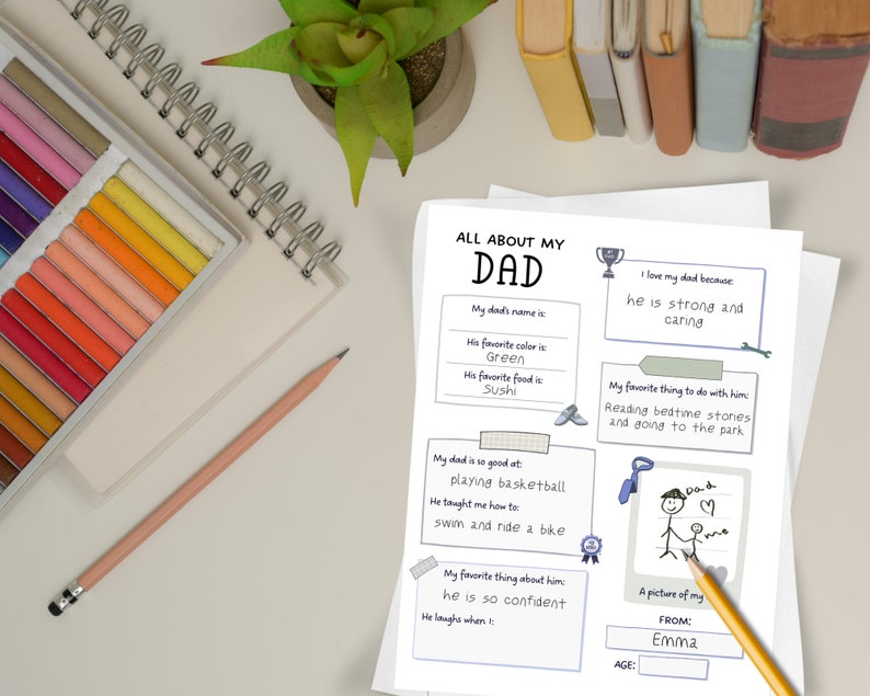 All About My Dad Printable Fathers Day Questionnaire All Etsy
