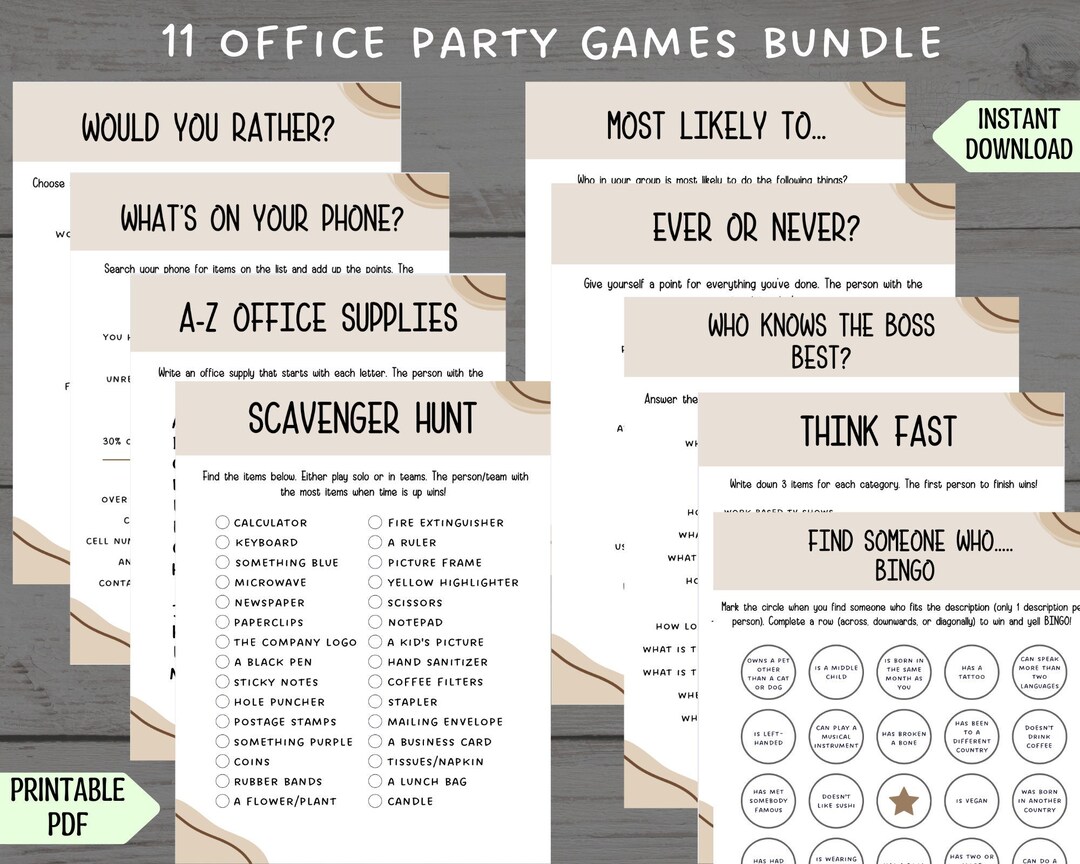 Office Party Games Printable Work Party Games Team Building - Etsy