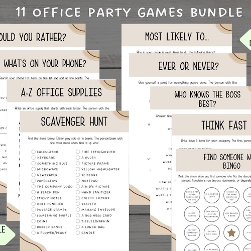 Office Party Games Bundle Printable Games for Team Building - Etsy