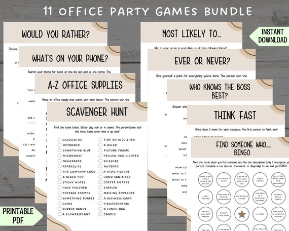 Office Party Games Printable Work Party Games Team Building - Etsy