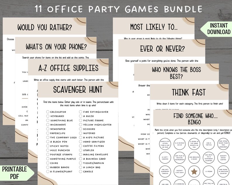 Office Party Games Printable Work Party Games Team Building - Etsy