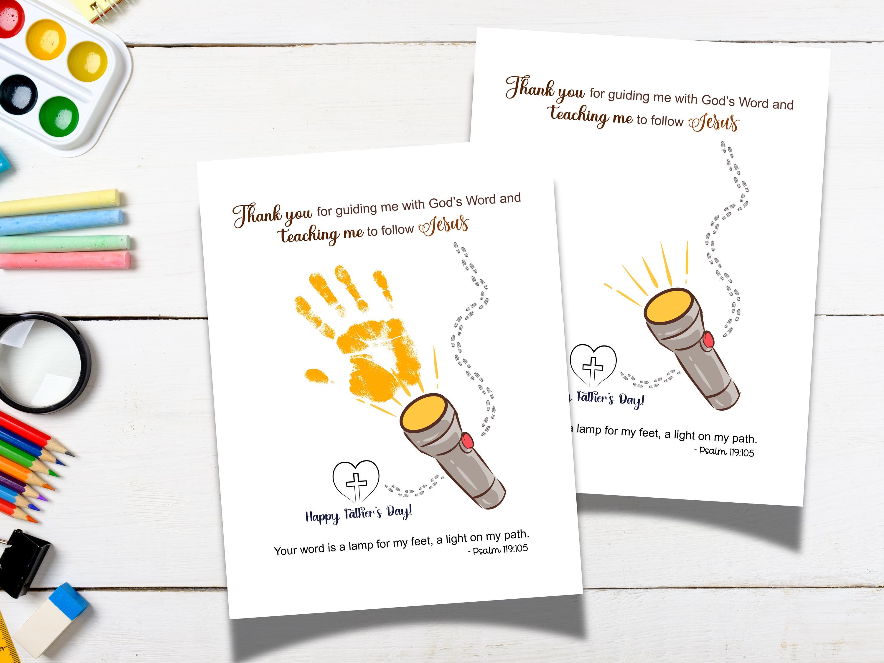 Father's Day Bible Craft Kids Printable, DIY Handprint Card Scripture ...