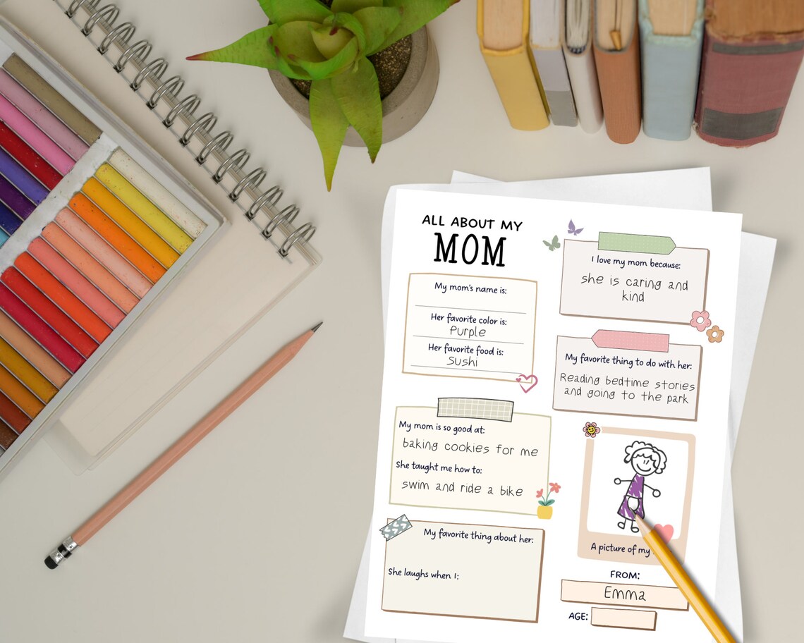 All About My Mom Survey Printable Mothers Day Questionnaire - Etsy