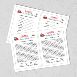 Summer Word Search Game Printable, Pool Party Games, Summer Camp ...