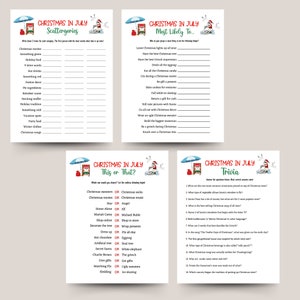 Christmas in July Games Printable, Summer Christmas Party, Fun Family ...