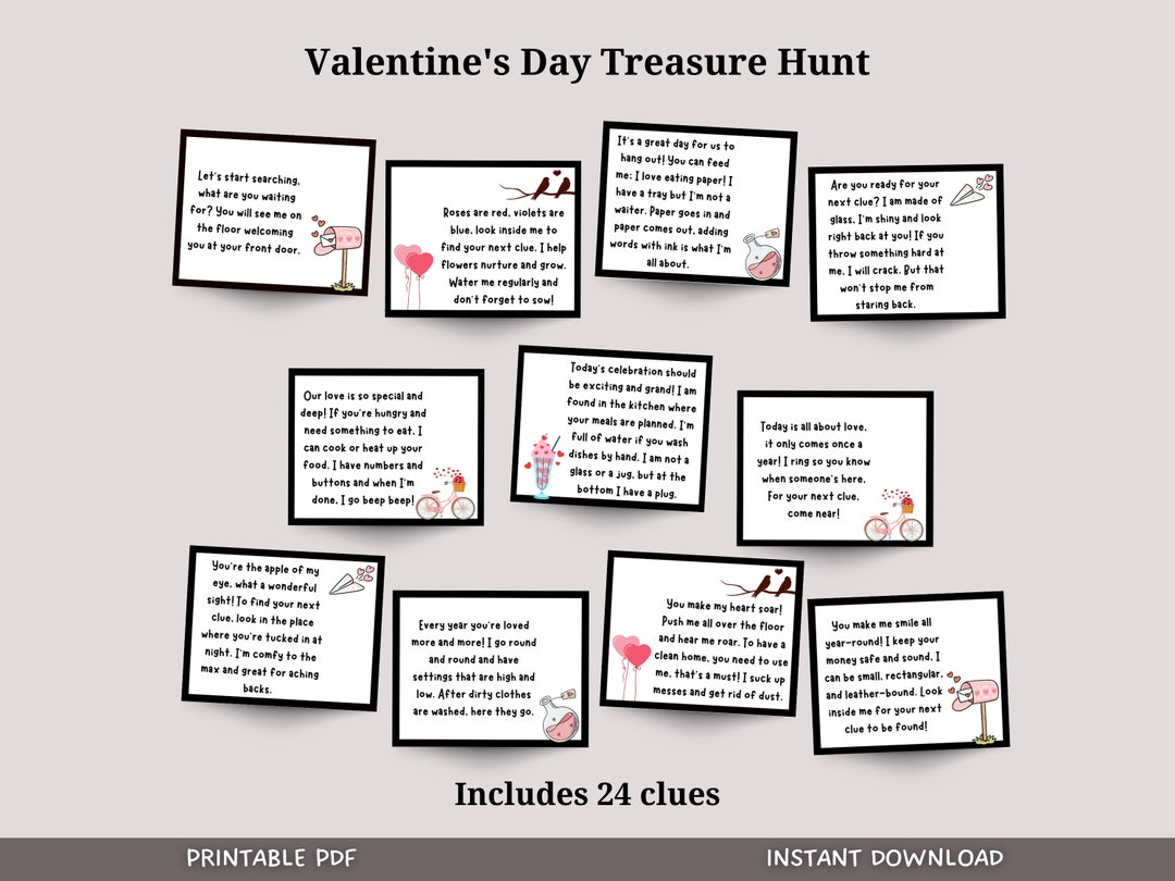 Valentine's Day Treasure Hunt for Kids Printable, Valentines Day ...