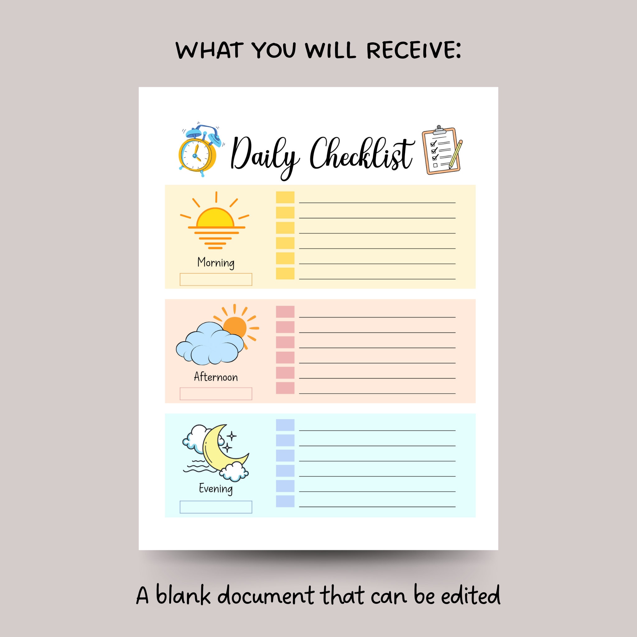 Daily Checklist Chore Chart Kids, Daily Routine Printable, Kids to Do ...