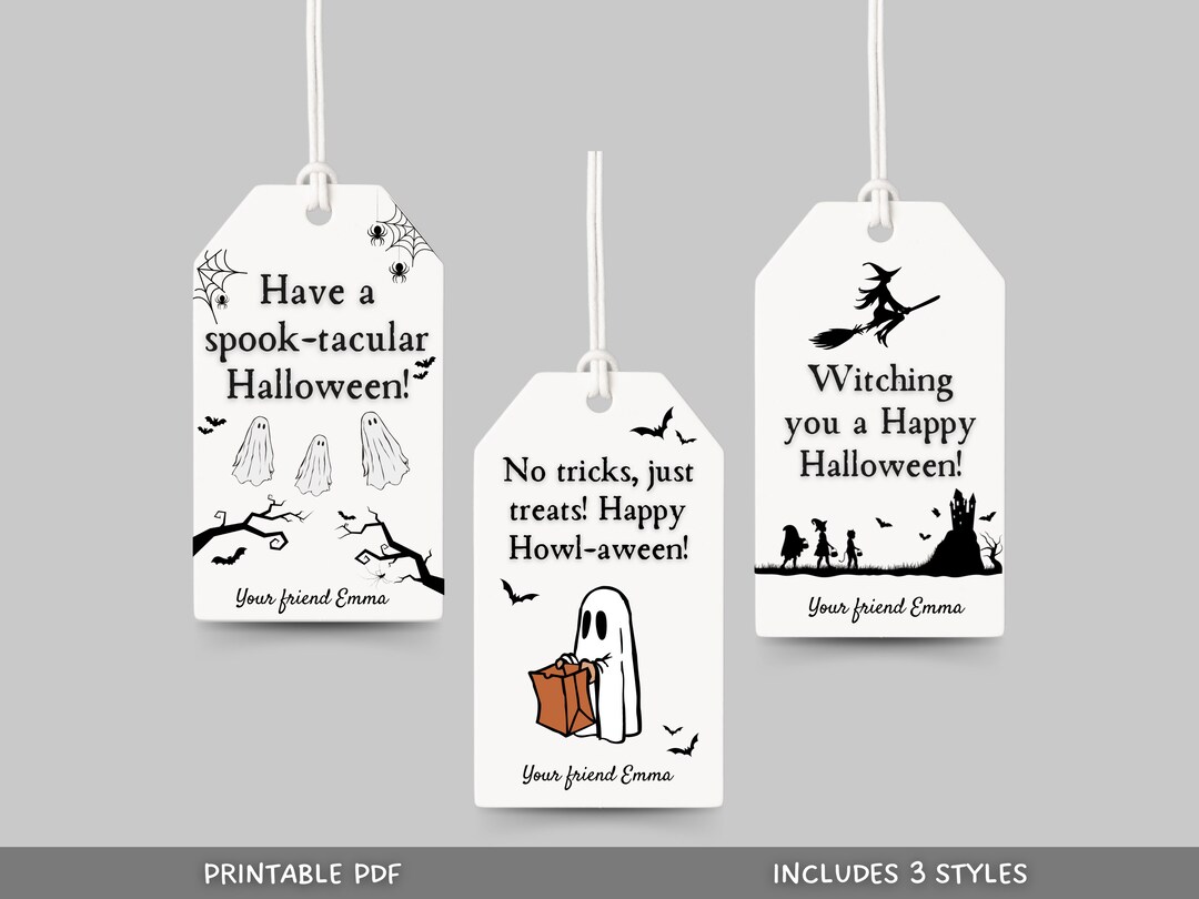 Halloween Favor Tags Printable Template, Editable Halloween Party Gift ...