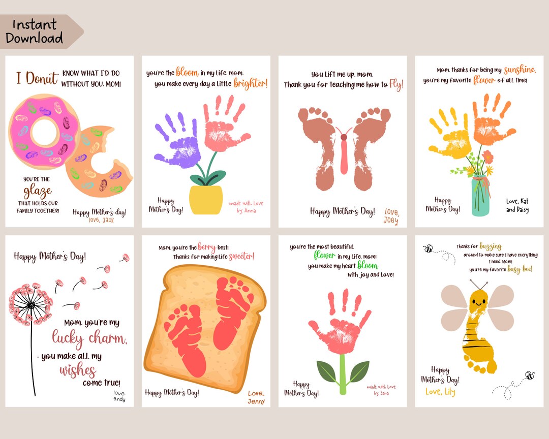 Mothers Day Handprint & Footprint Art Printable Gift for Mom - Etsy