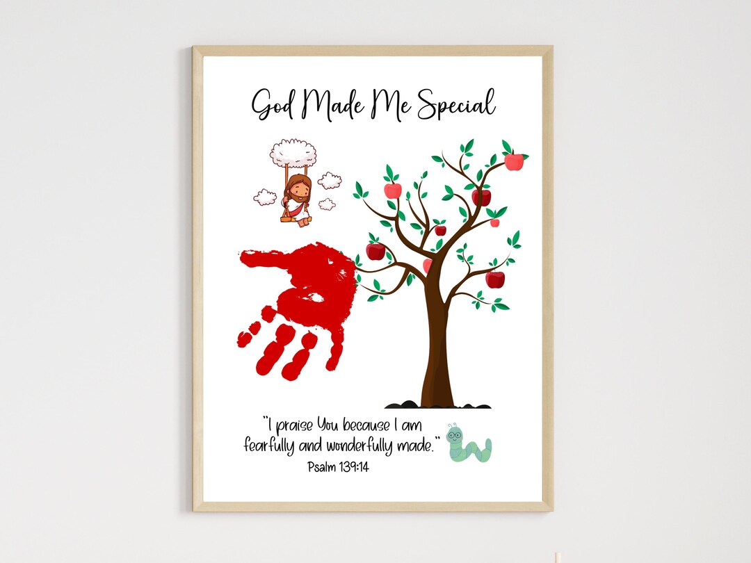 Christian Handprint Apple Craft Printable, Back to School Fall Hand Art ...