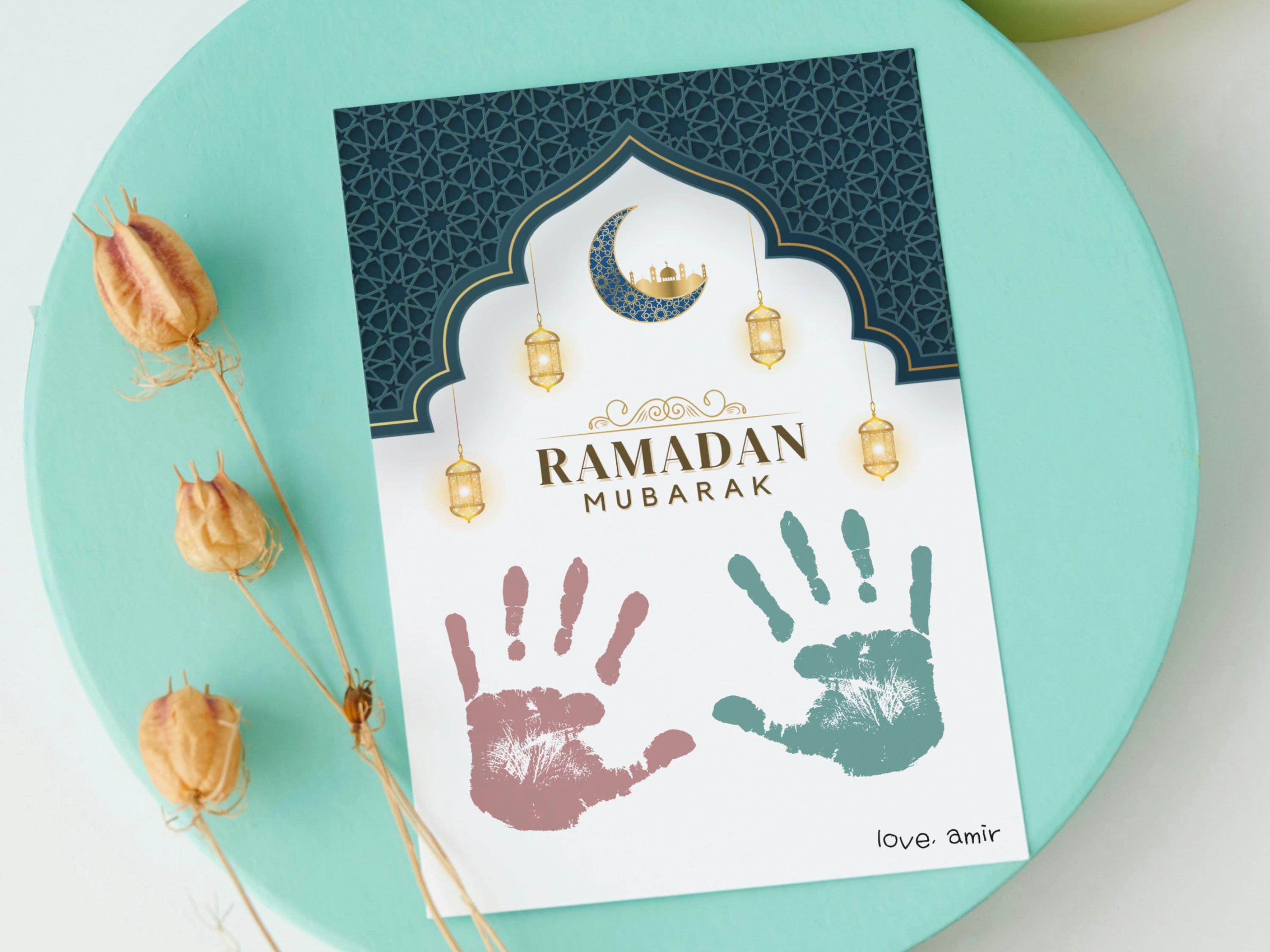 Ramadan Handprint Footprint Crafts Printable, Eid DIY Art Holiday ...