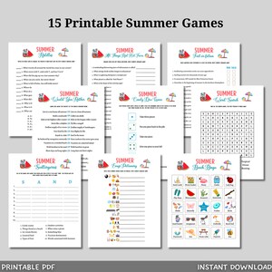 Summer Games Bundle Printable, Summer Camp Activity, Summertime Beach ...