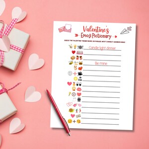 Valentine's Day Emoji Pictionary Game Bundle Printable, Fun Romantic ...
