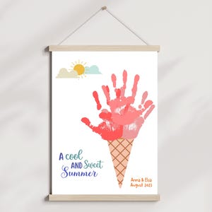 Ice Cream Cone Summer Handprint Craft Printable, DIY Art Project for ...