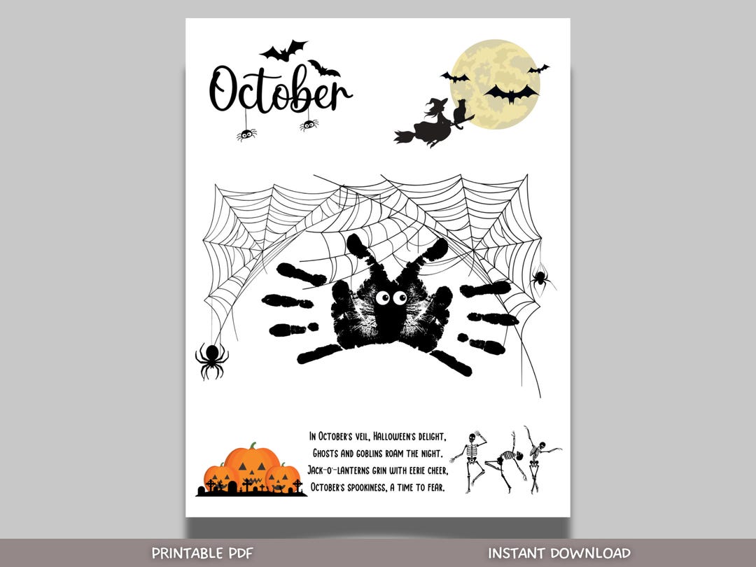 October Handprint Footprint Crafts Printable, DIY Art Kids Preschool ...