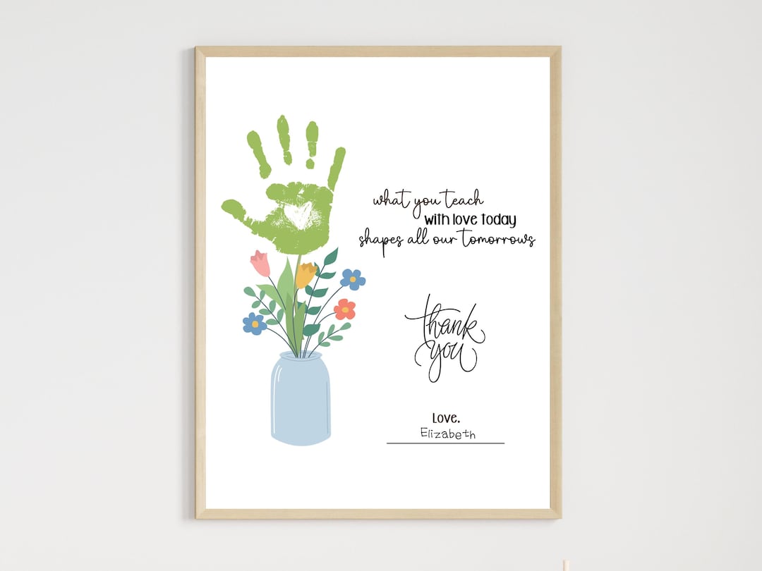 Teacher Appreciation Handprint Craft Kids Printable, DIY Gift Keepsake ...