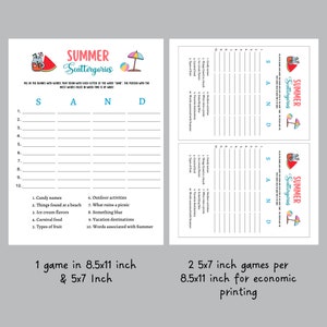 Summer Scattergories Game Printable, Pool Party Game, Summer Camp ...