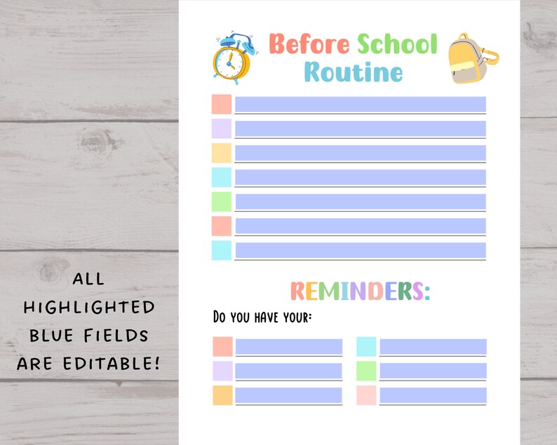 Printable Before School Checklist Morning Reminders for Kids - Etsy