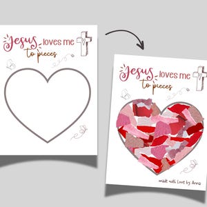 Jesus Loves Me to Pieces Christian Craft Printable, Valentine’s Day Art ...