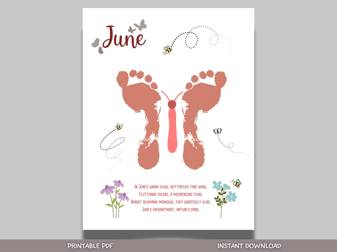 June Handprint Footprint Crafts Printable, DIY Art Kids Preschool ...