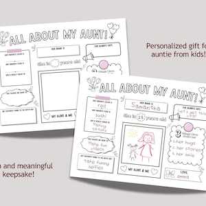 All About My Aunt Survey Printable, DIY Gift for Auntie Aunty Birthday ...