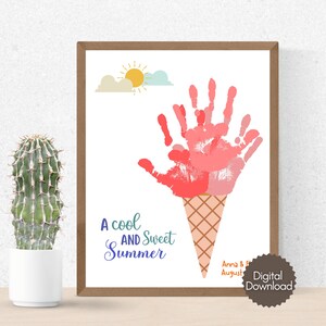 Ice Cream Cone Summer Handprint Craft Printable, DIY Art Project for ...