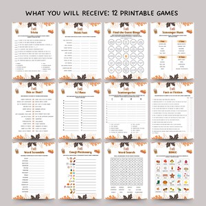 Fall Games Bundle Printable, Fun Autumn Games, Fall Activity Adults ...