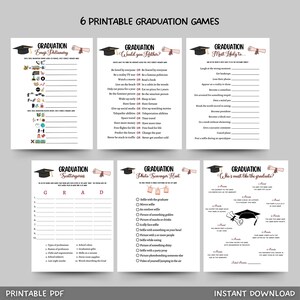 Graduation Party Games Printable, High School Senior Grad Party Games ...