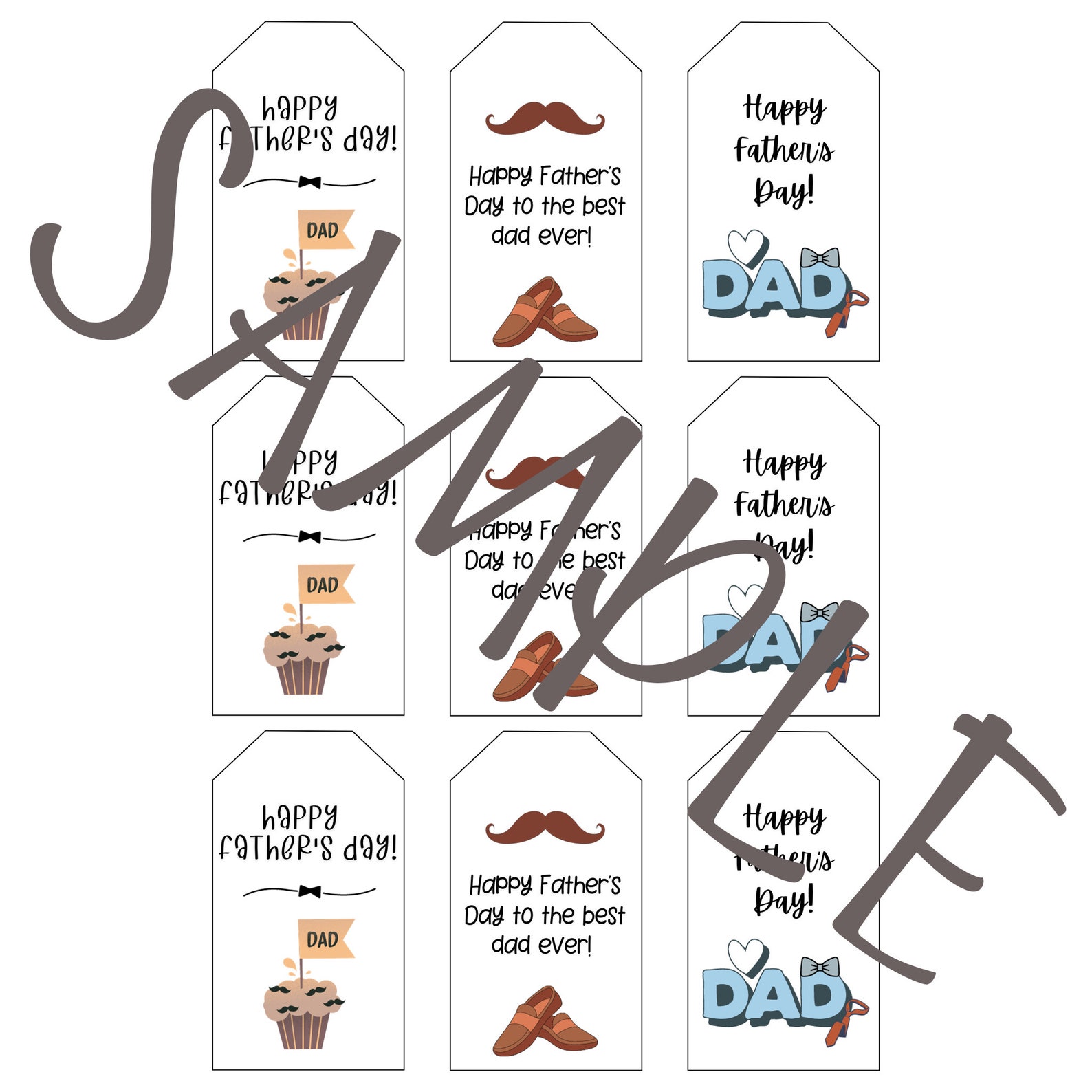 Happy Father's Day Gift Tags, Gift for Dad, 9 Printable Gift Tags ...
