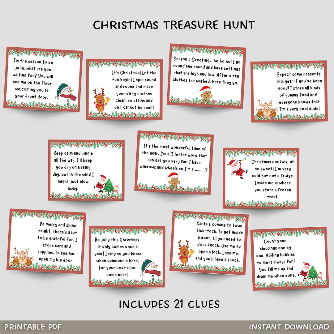 Indoor Christmas Treasure Hunt for Kids, Christmas Scavenger Hunt ...