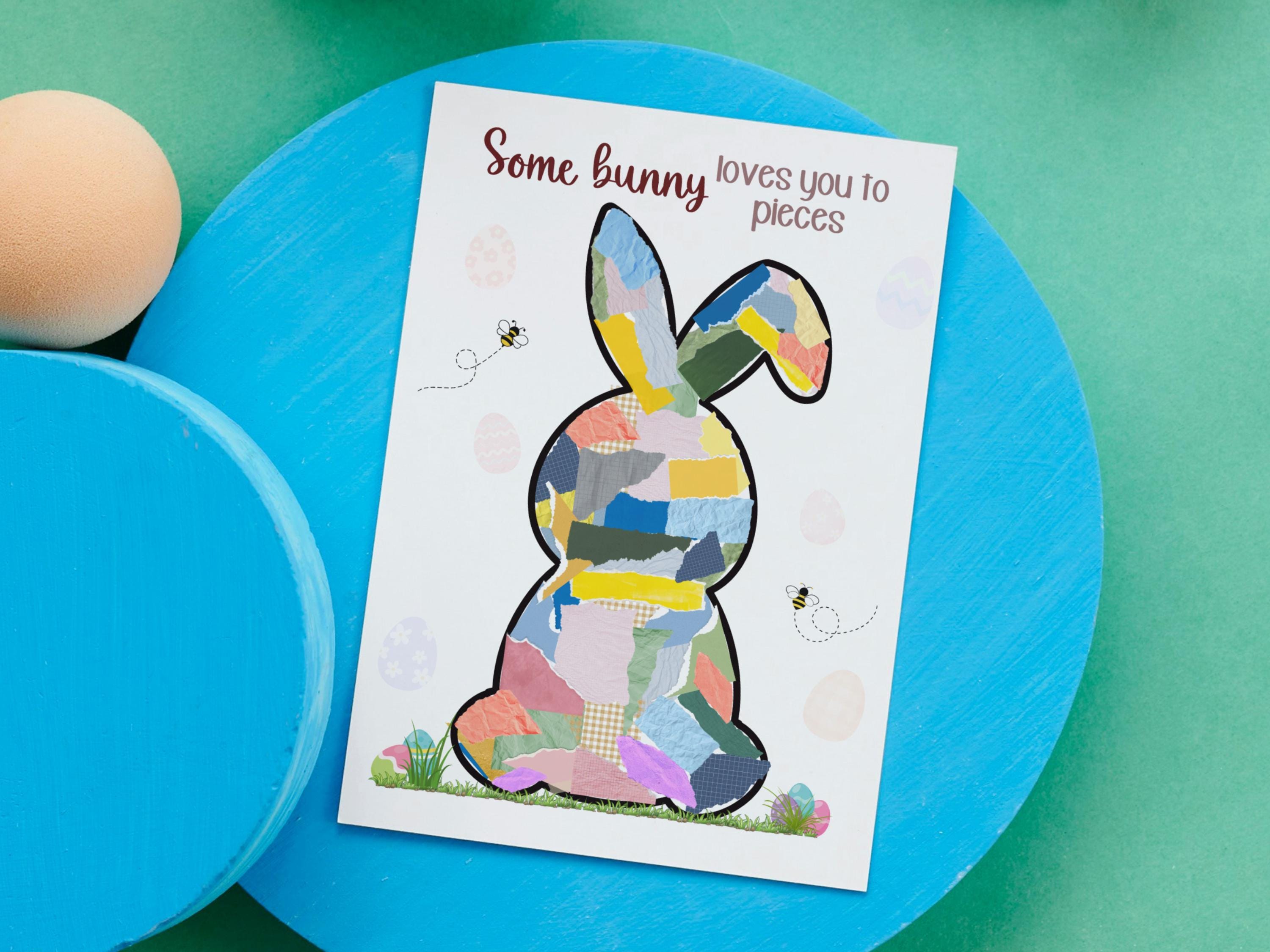 Easter Bunny Crafts for Kids Printable DIY Torn Paper Art Activity ...