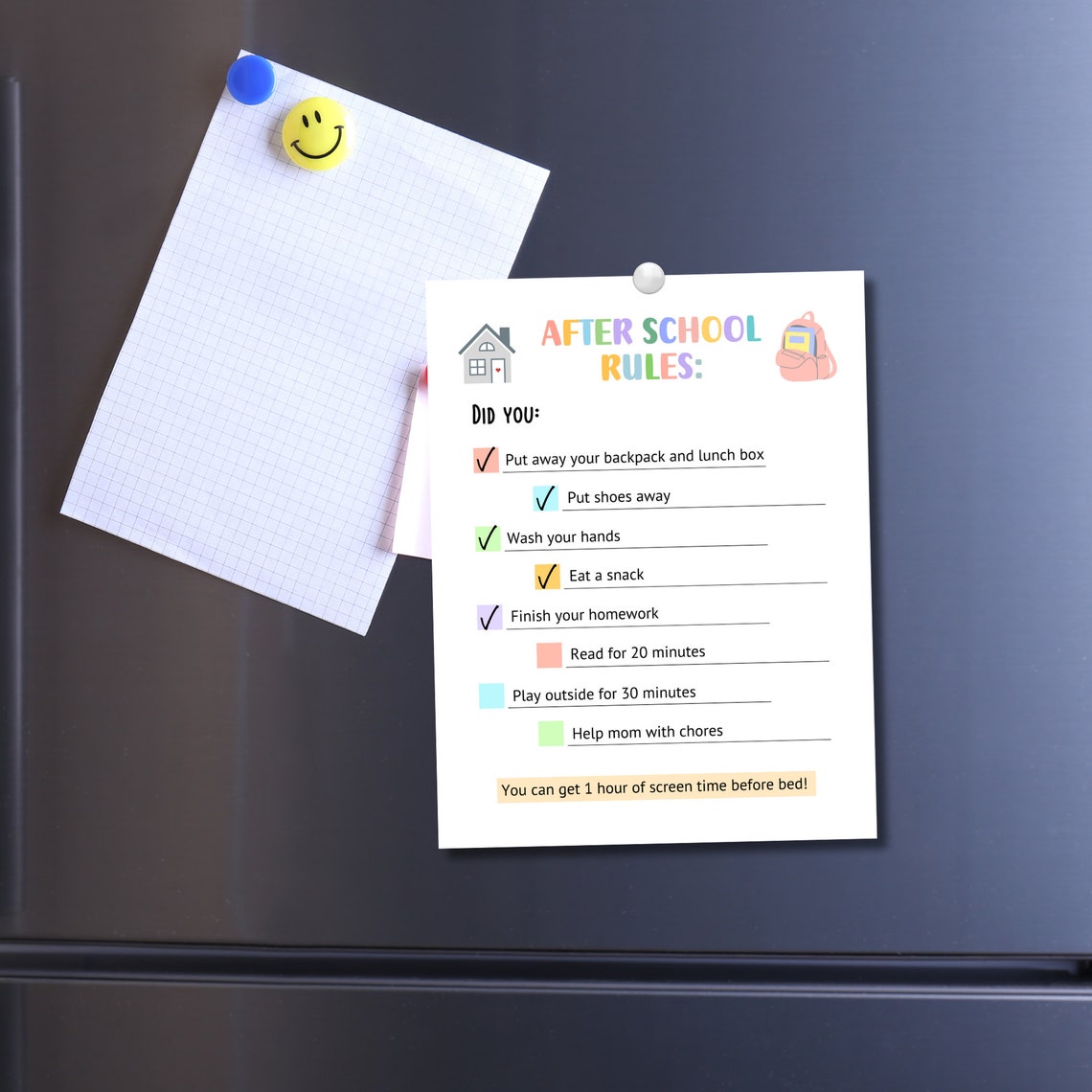 Editable After School Rules, Printable After School Checklist Reminders ...