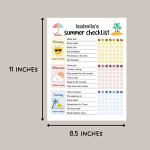 Kids Daily Summer Checklist Schedule Printable, Editable Chore Chart ...