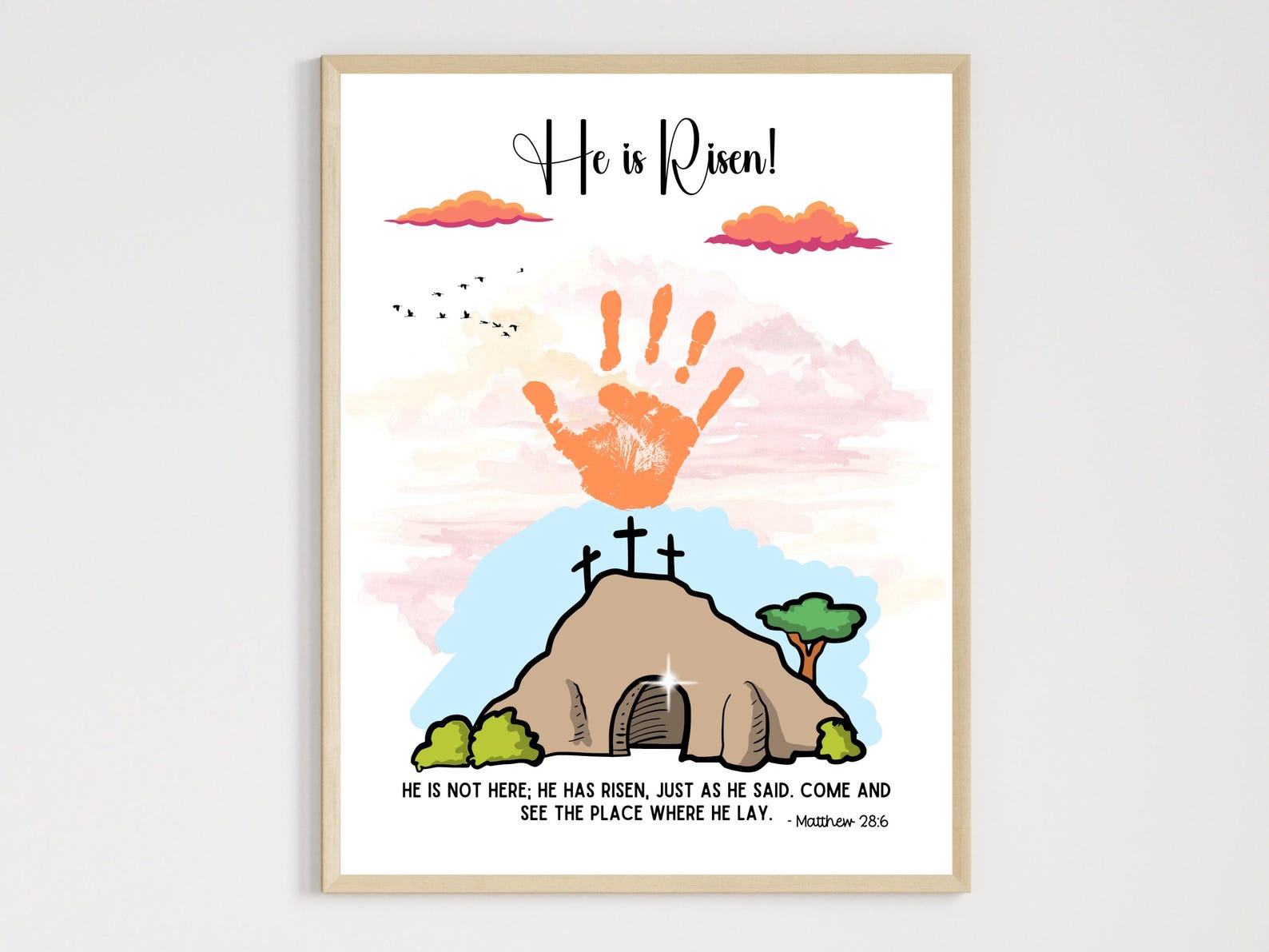 He is Risen Easter Handprint Craft Printable Resurrection DIY Religious ...