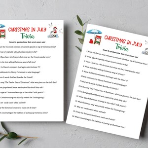 Christmas in July Trivia Game Printable Summer Christmas - Etsy