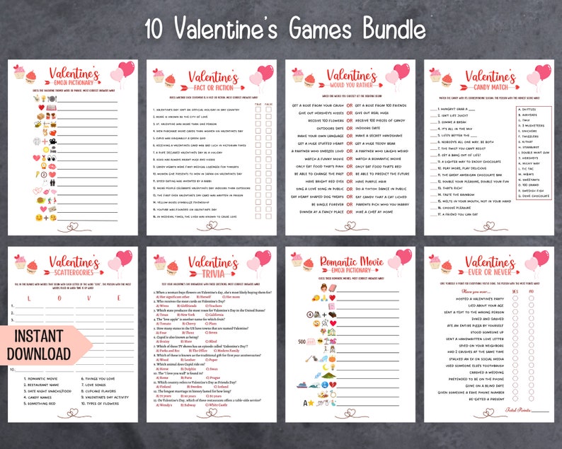 Valentine's Day Games Bundle Printable for Adults - Etsy