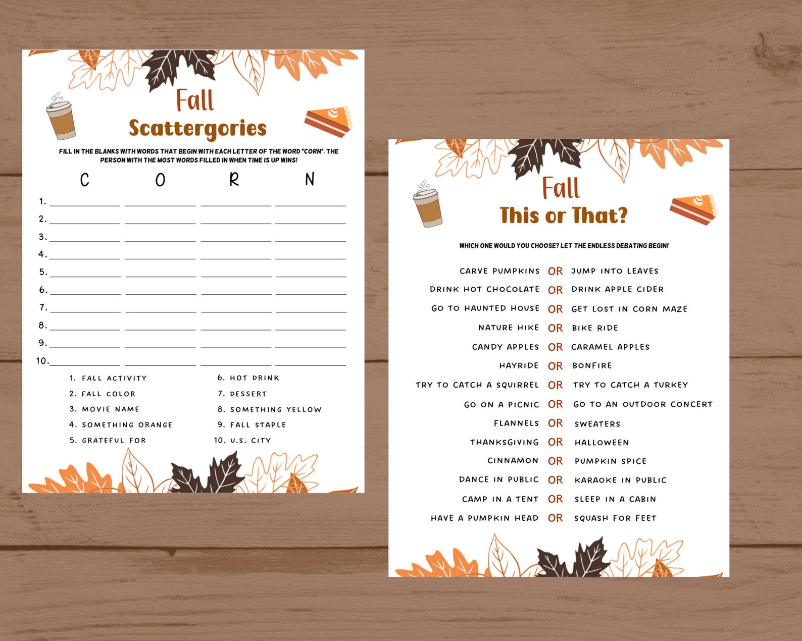 Fall Games Bundle Printable Fun Autumn Games Fall Time - Etsy