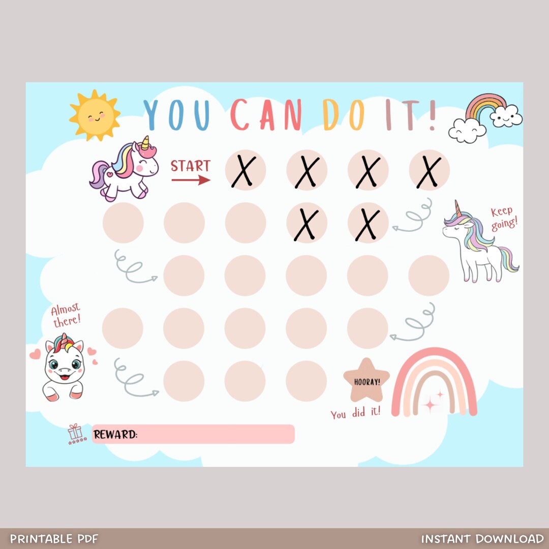 Reward Chart for Kids, Printable Unicorn Behavior Chart, Kids Routine ...