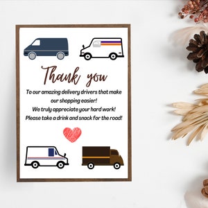 Delivery Driver Appreciation Sign Thank You Sign Snack & - Etsy