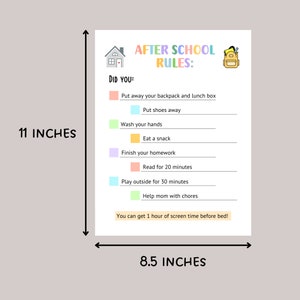Editable After School Rules Printable After School Checklist - Etsy